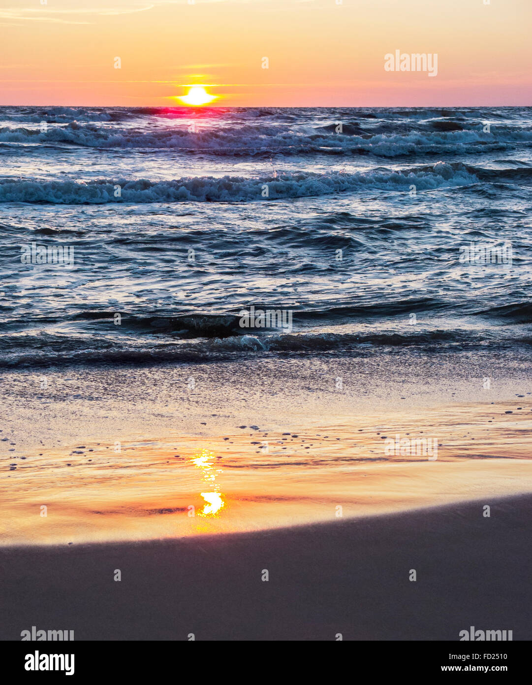 Beautiful Sunset At The Beach On The Baltic Sea Stock Photo - Alamy