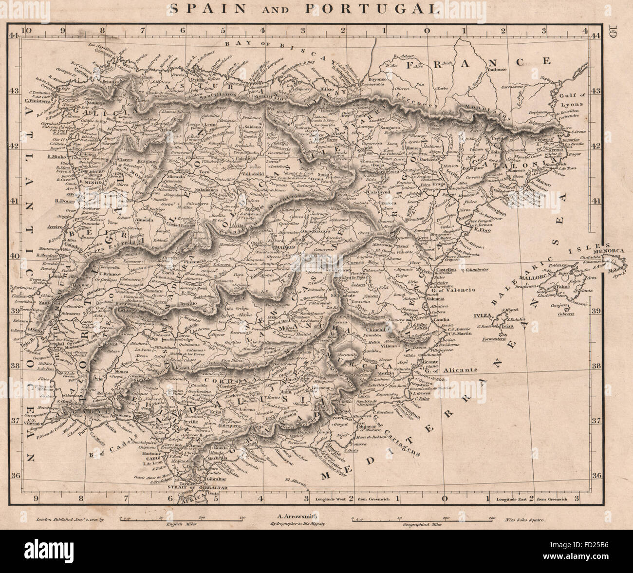 Map of spain and portugal hi-res stock photography and images - Alamy