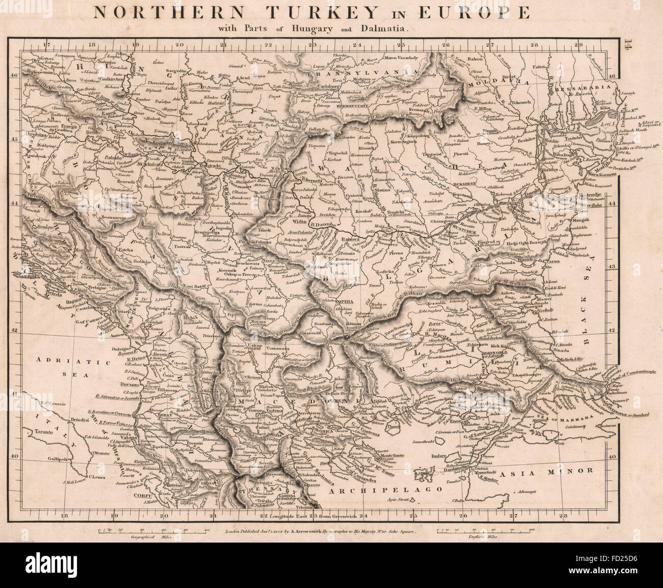 BALKANS:Northern Turkey In Europe.Rumilia Wallachia Dalmatia.ARROWSMITH ...