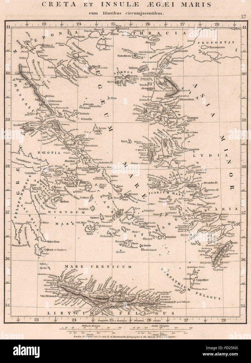 ANCIENT GREECE & AEGEAN: Creta et Insulae Aegaei Maris. ARROWSMITH ...
