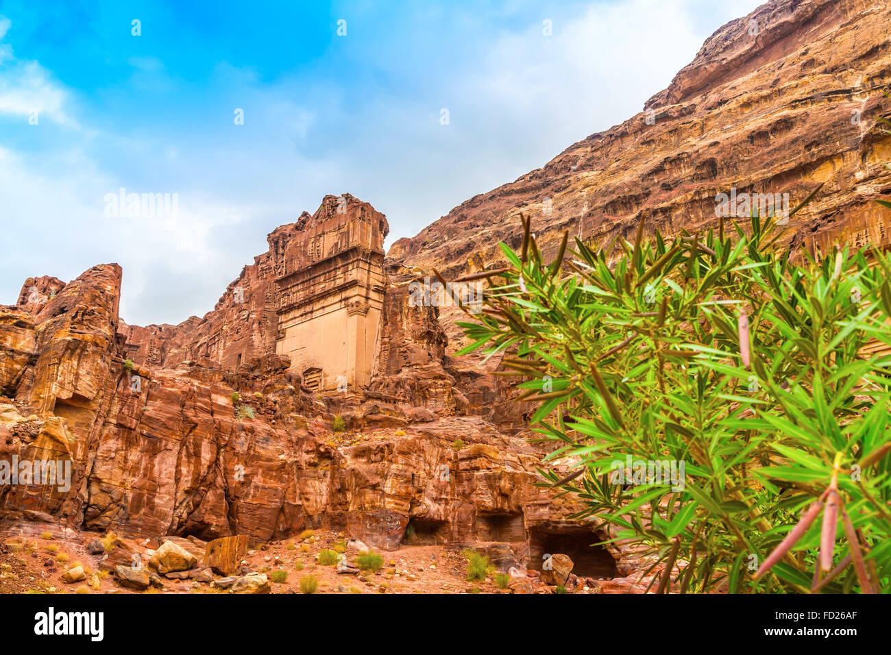 Facade of a beautiful building in the archaeological site of Petra ...