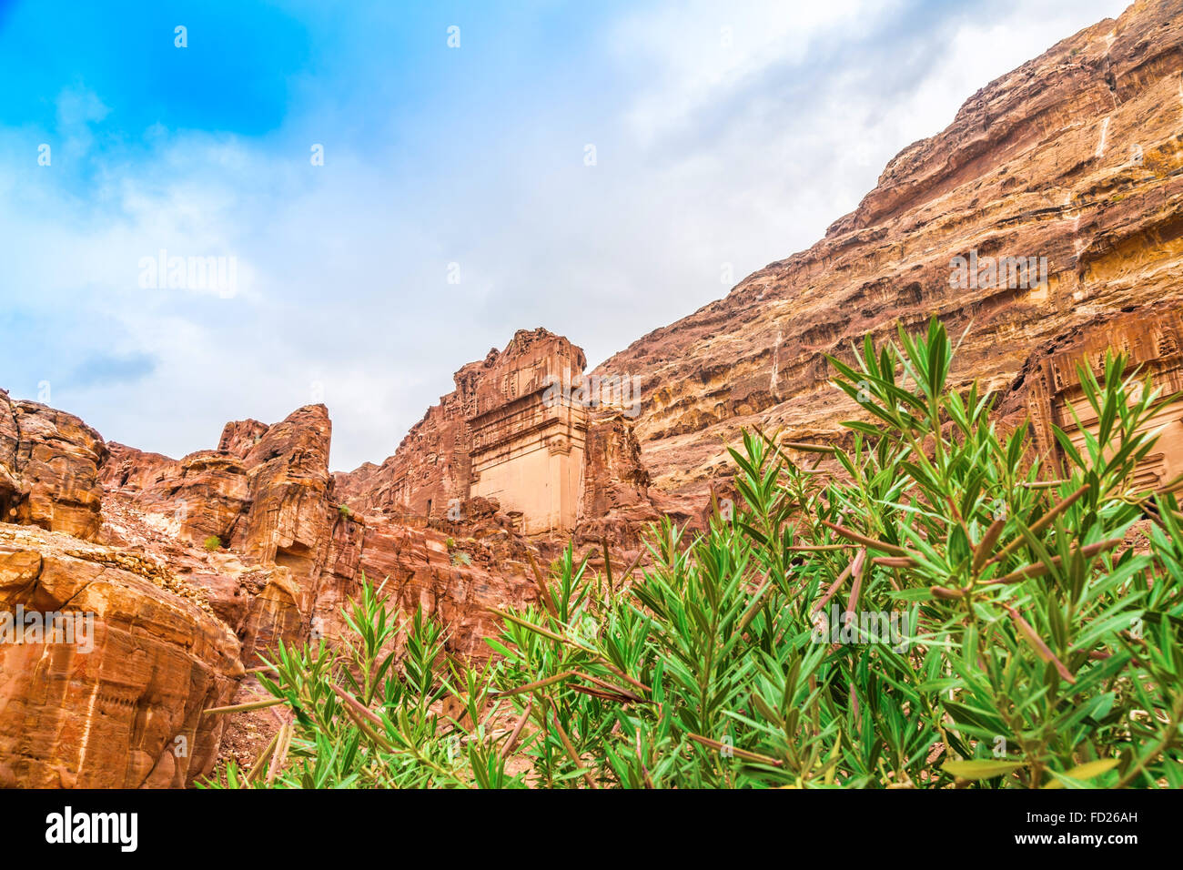 Facade of a beautiful building in the archaeological site of Petra ...