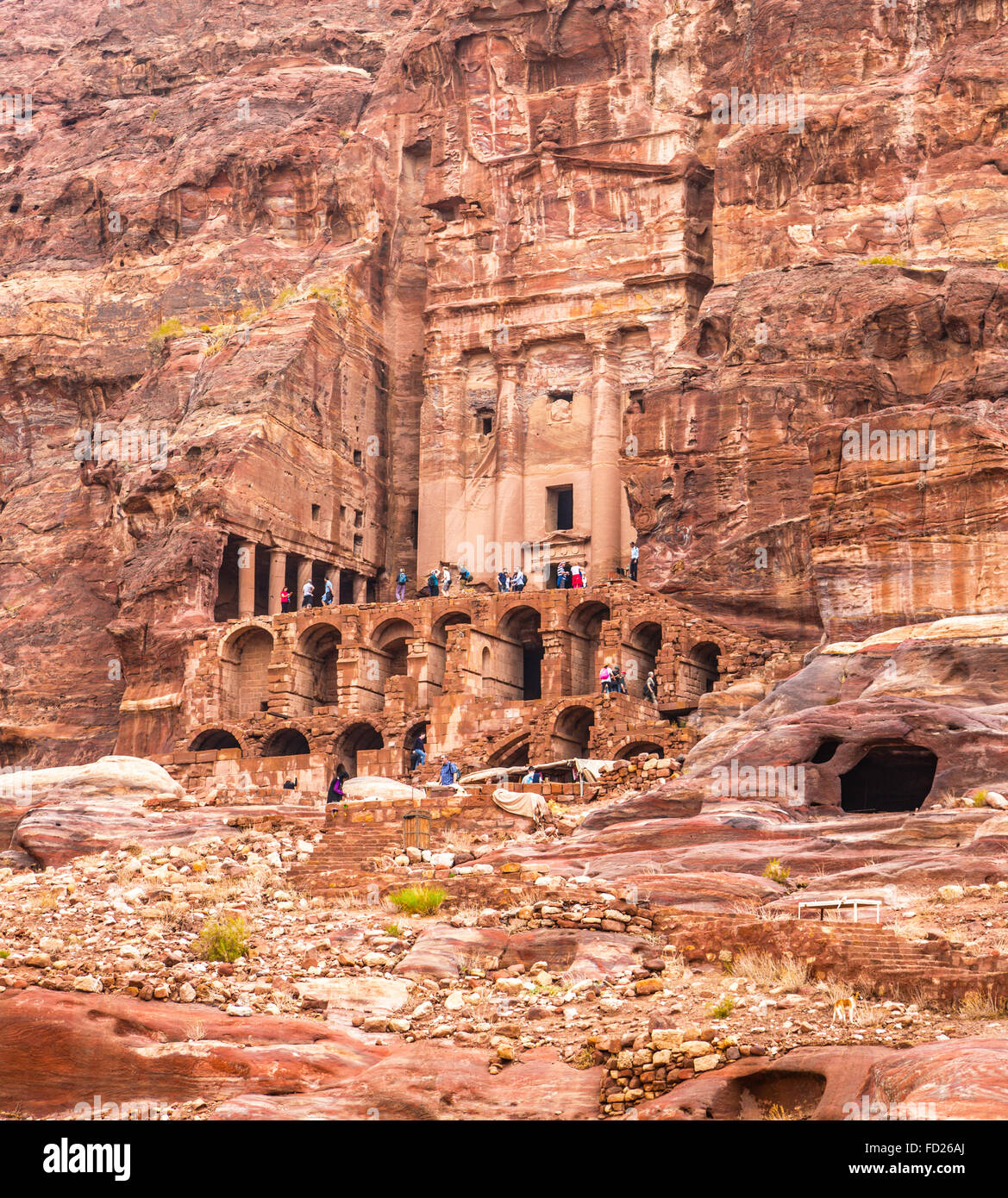 Facade of a beautiful building in the archaeological site of Petra ...