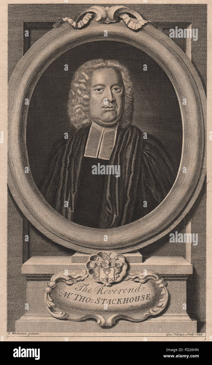 CLERGY: The Reverend Mr. Thomas Stackhouse, antique print 1752 Stock ...