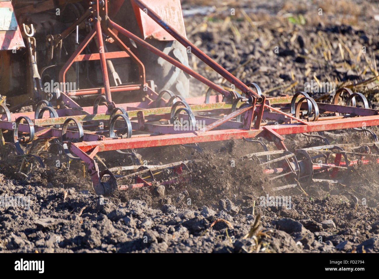 Close Up Detail of an Agricultural Plough in Action Plowing an ...