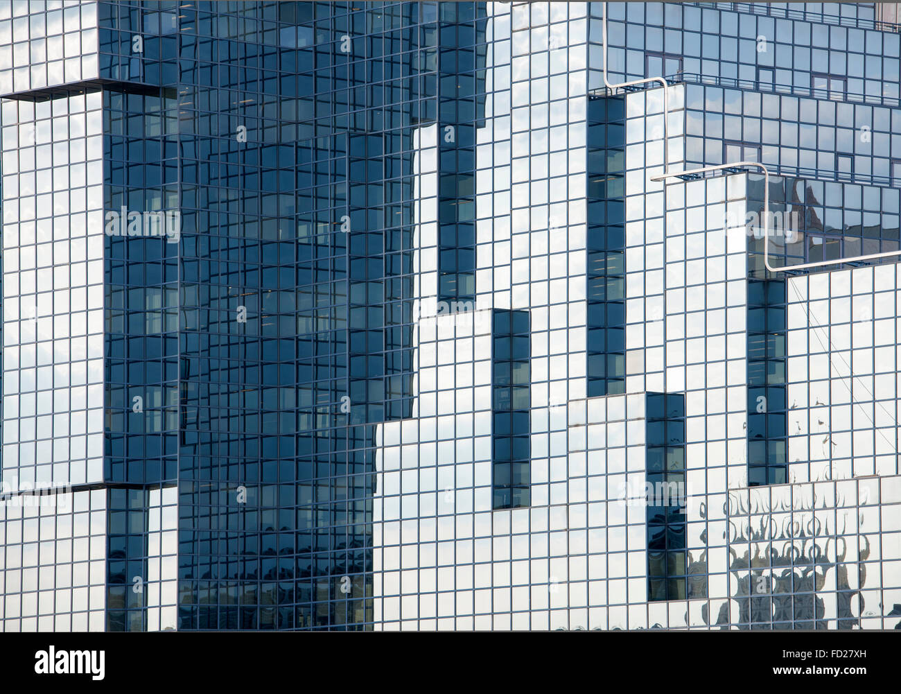 Windows of offices in high rise office buildings, Canary Wharf, London ...
