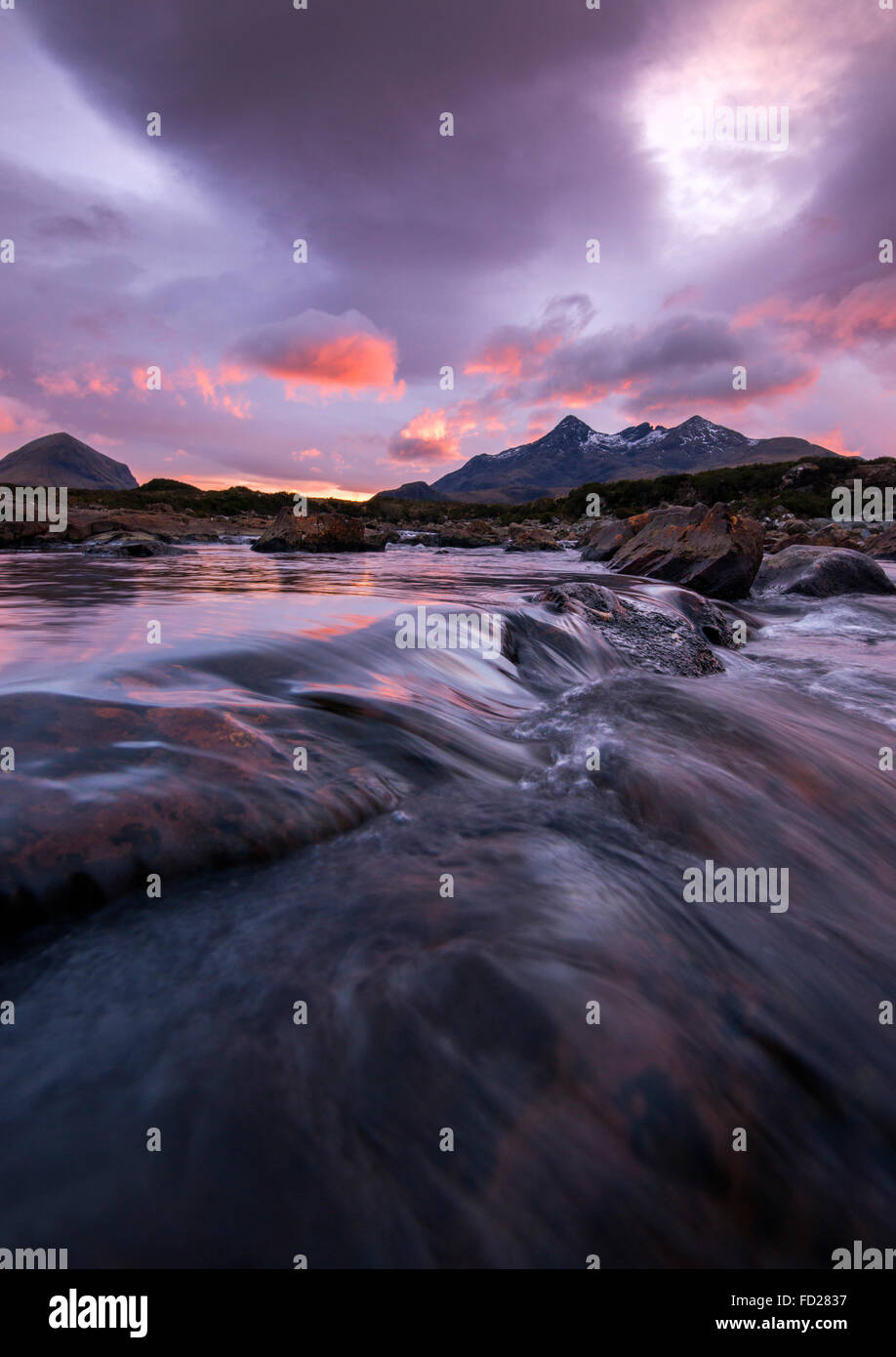 Sunset at Sligachan Bridge, Isle of Skye Scotland UK Stock Photo - Alamy