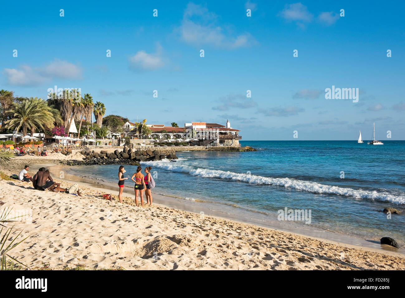 Horizontal view of Praia de Santa Maria on Sal in Cape Verde Stock ...