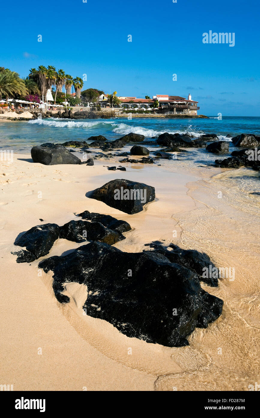 Vertical view of Praia de Santa Maria on Sal in Cape Verde Stock Photo ...