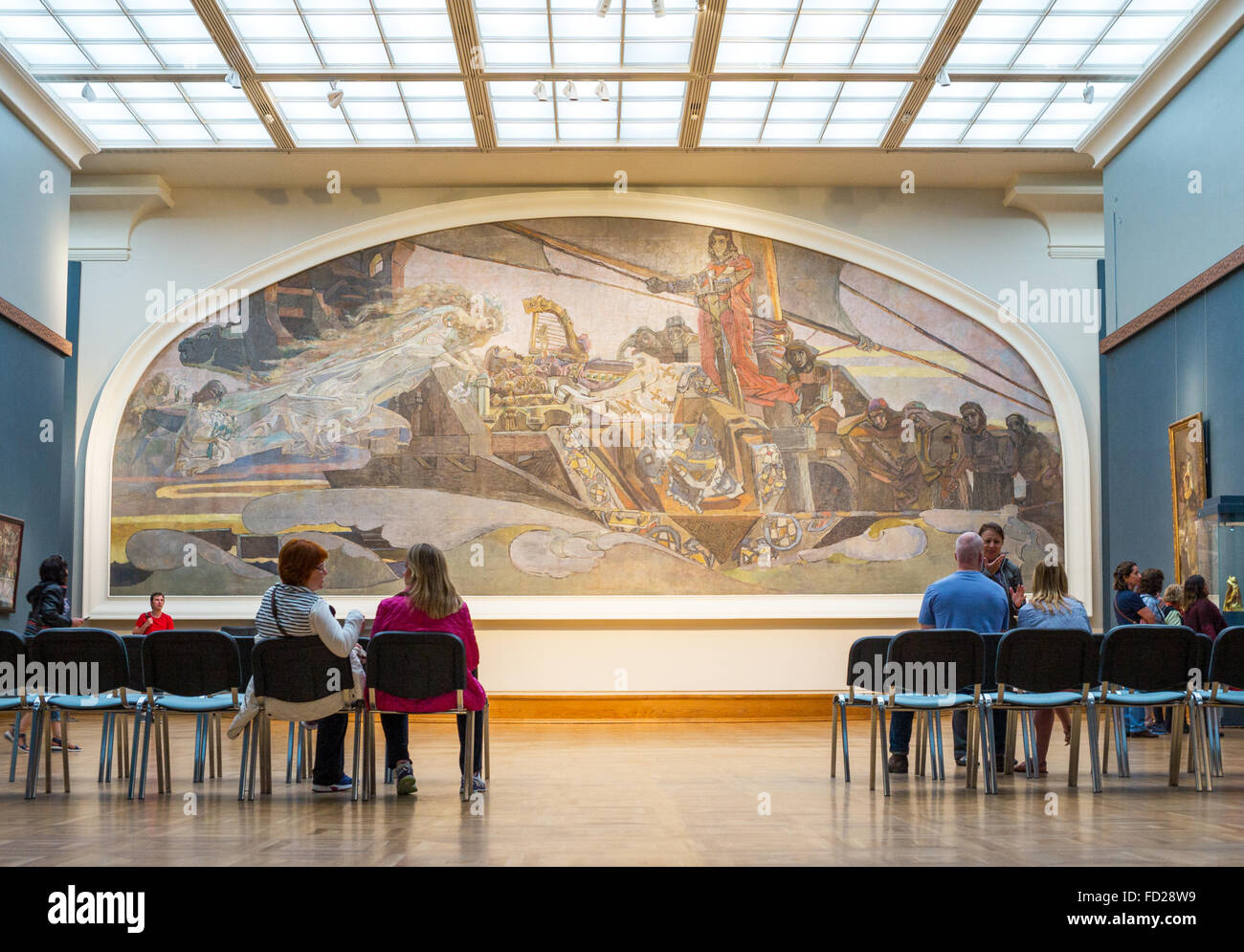 Russia, Moscow, visitors between the masterpieces od Russian art in the ...
