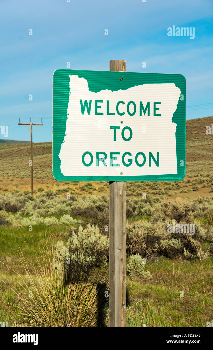 Welcome sign Eastern Oregon Stock Photo - Alamy