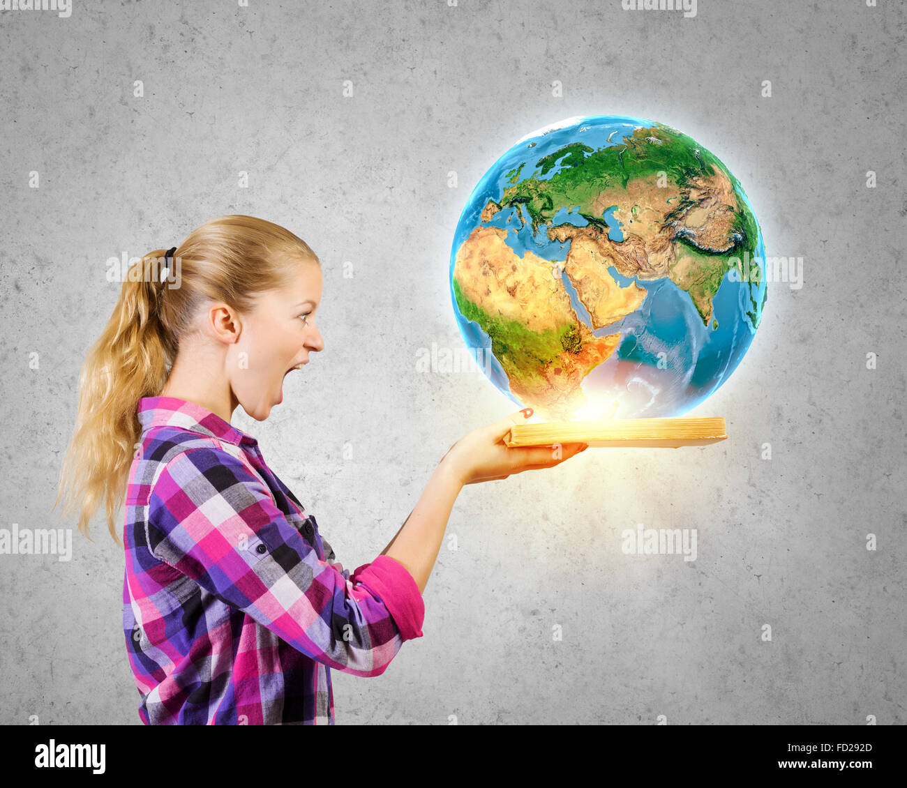 Woman shock reading book library hi-res stock photography and images ...