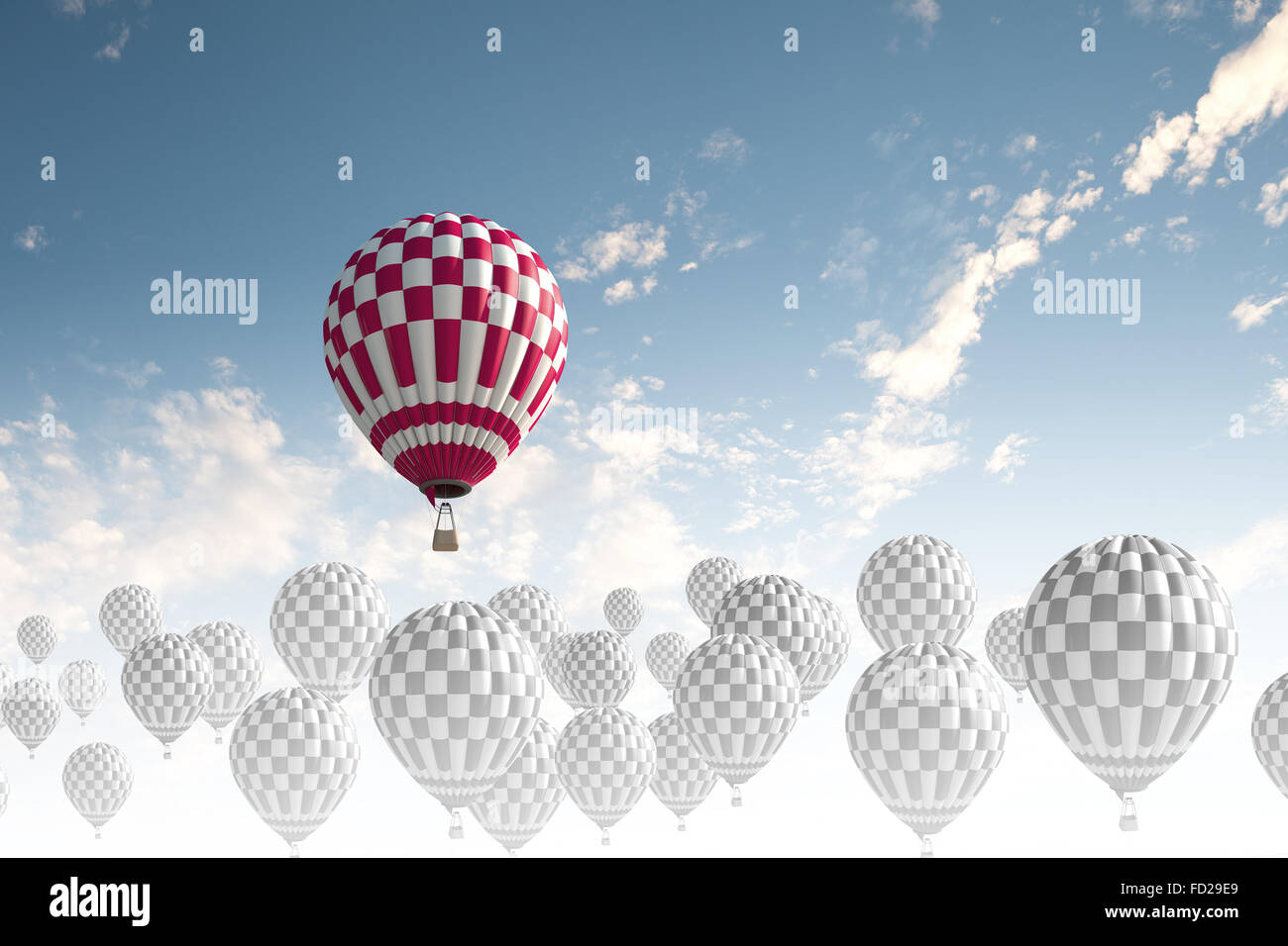 Conceptual image with balloons flying high in sky Stock Photo - Alamy