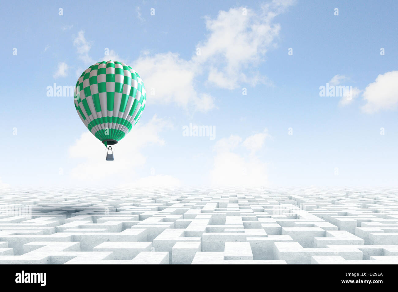Conceptual image with balloons flying high in sky Stock Photo - Alamy