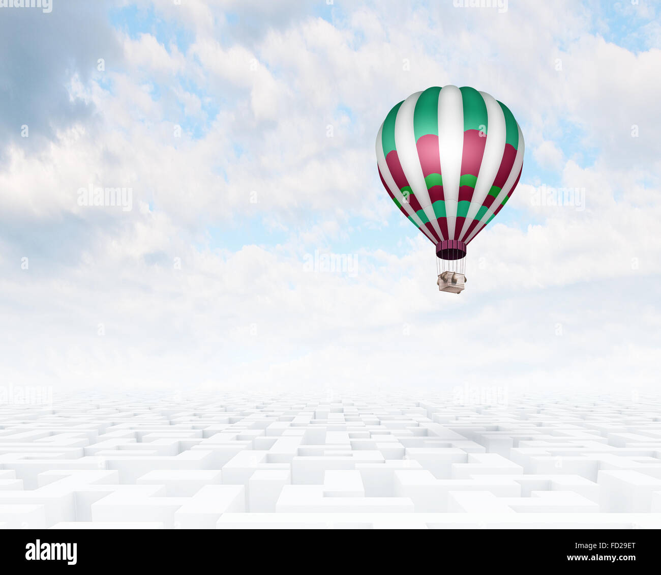 Conceptual image with balloons flying high in sky Stock Photo - Alamy