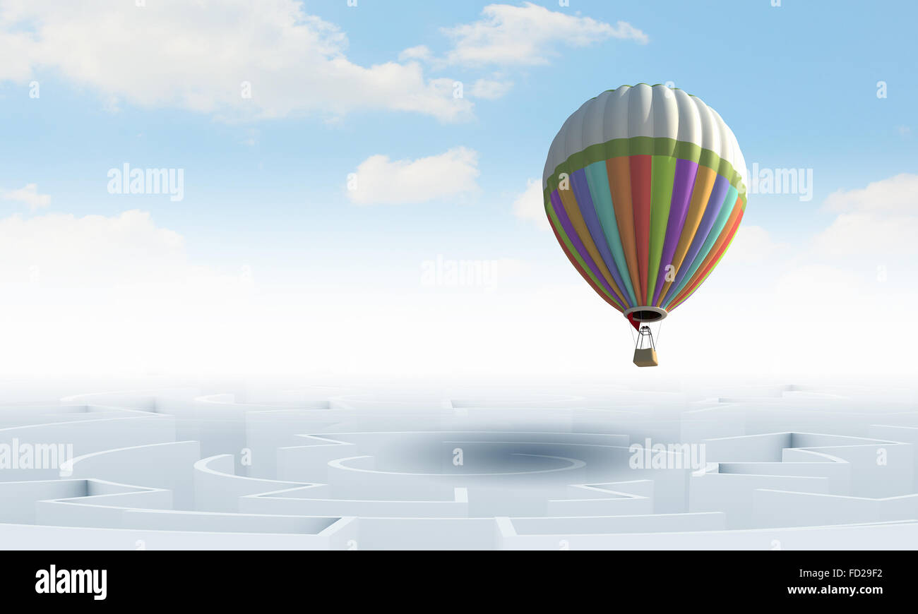 Conceptual image with balloons flying high in sky Stock Photo - Alamy