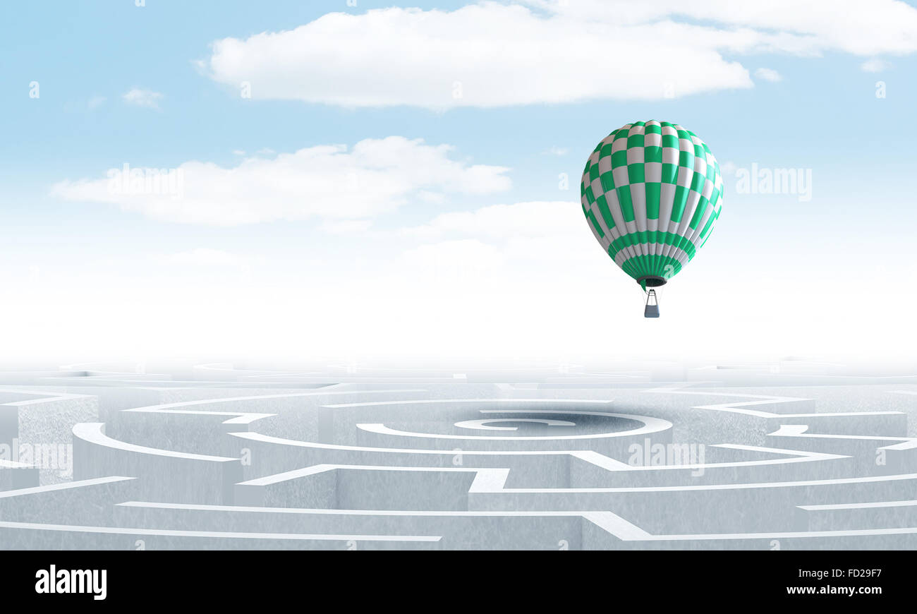 Conceptual image with balloons flying high in sky Stock Photo - Alamy