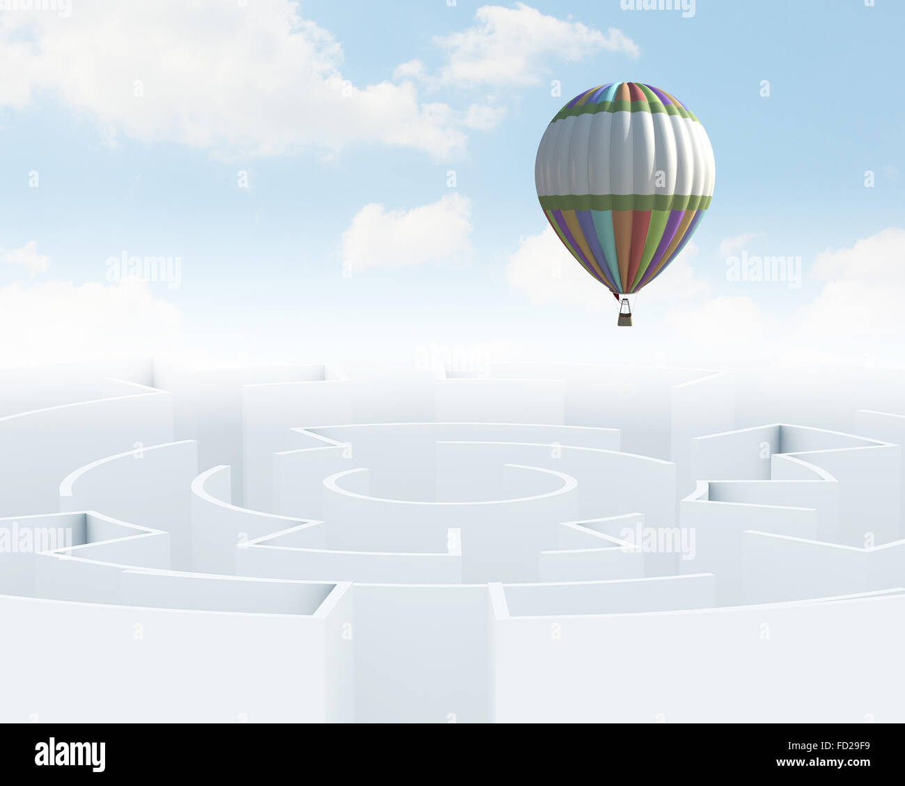 Conceptual image with balloons flying high in sky Stock Photo - Alamy