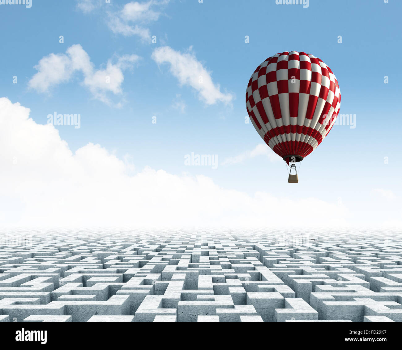 Conceptual image with balloons flying high in sky Stock Photo - Alamy