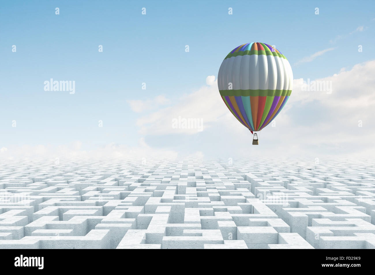 Conceptual image with balloons flying high in sky Stock Photo - Alamy