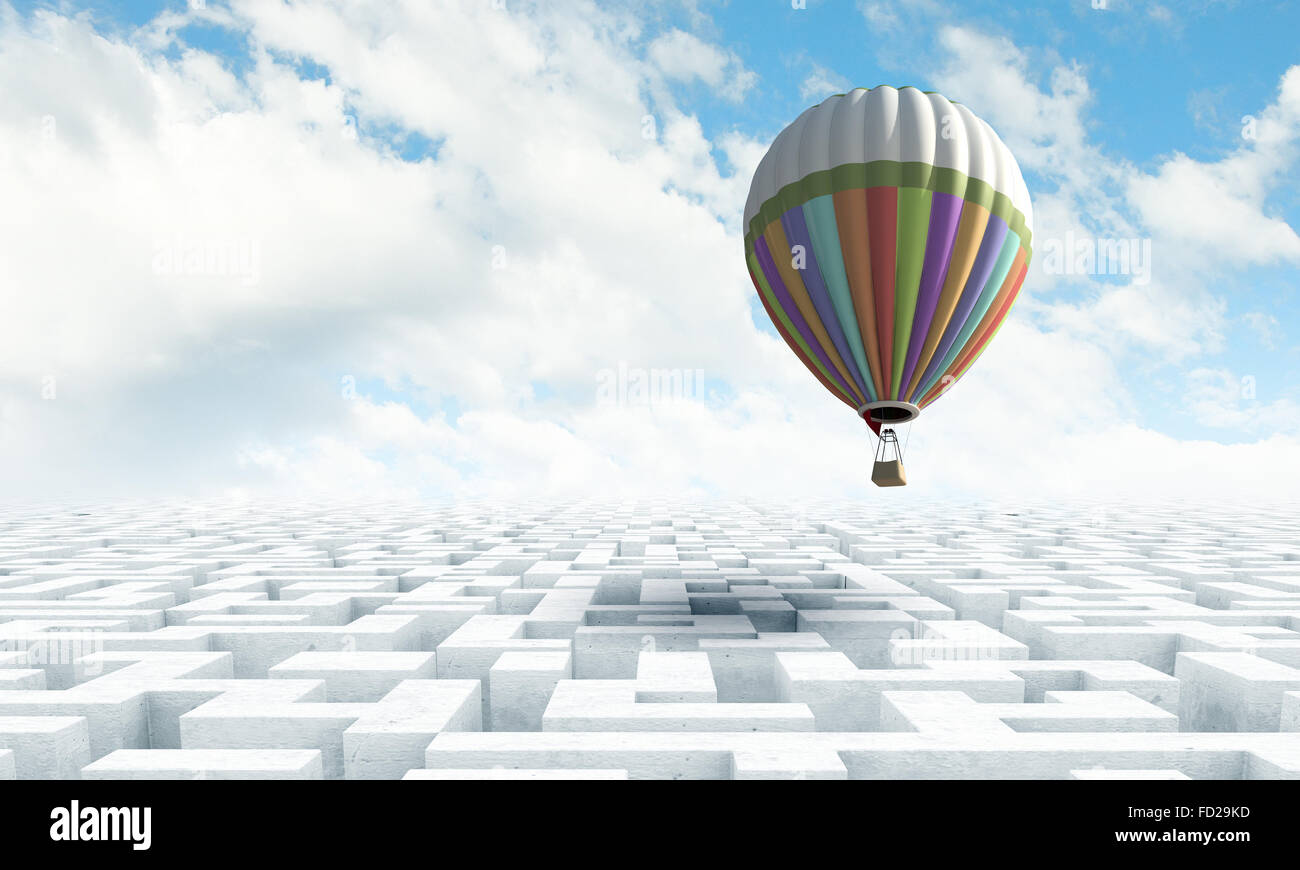 Conceptual image with balloons flying high in sky Stock Photo - Alamy