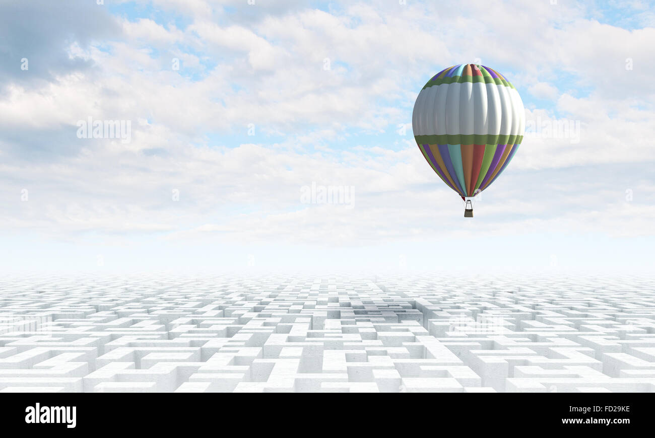 Conceptual image with balloons flying high in sky Stock Photo - Alamy