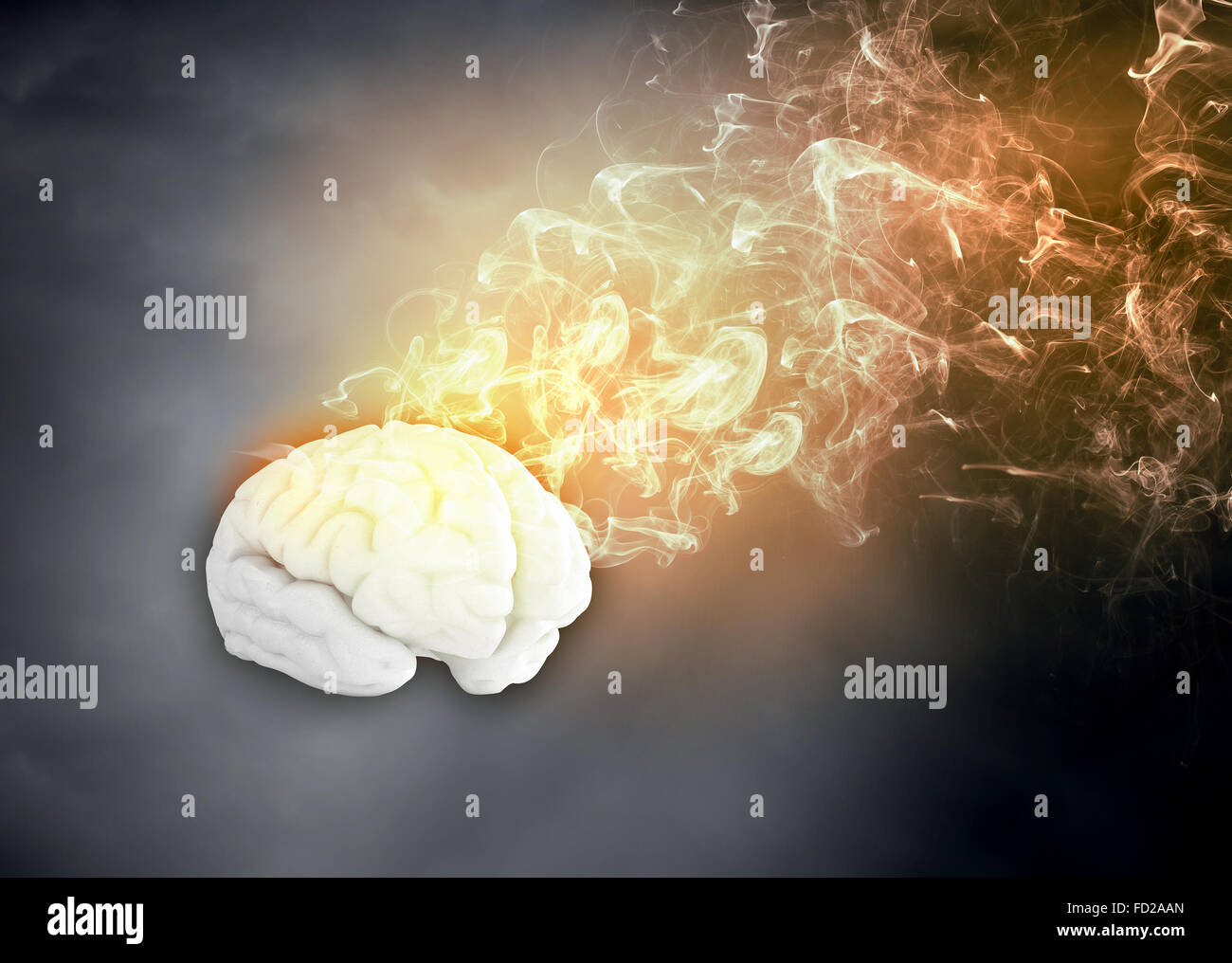 Conceptual image of human brain in smoke Stock Photo - Alamy