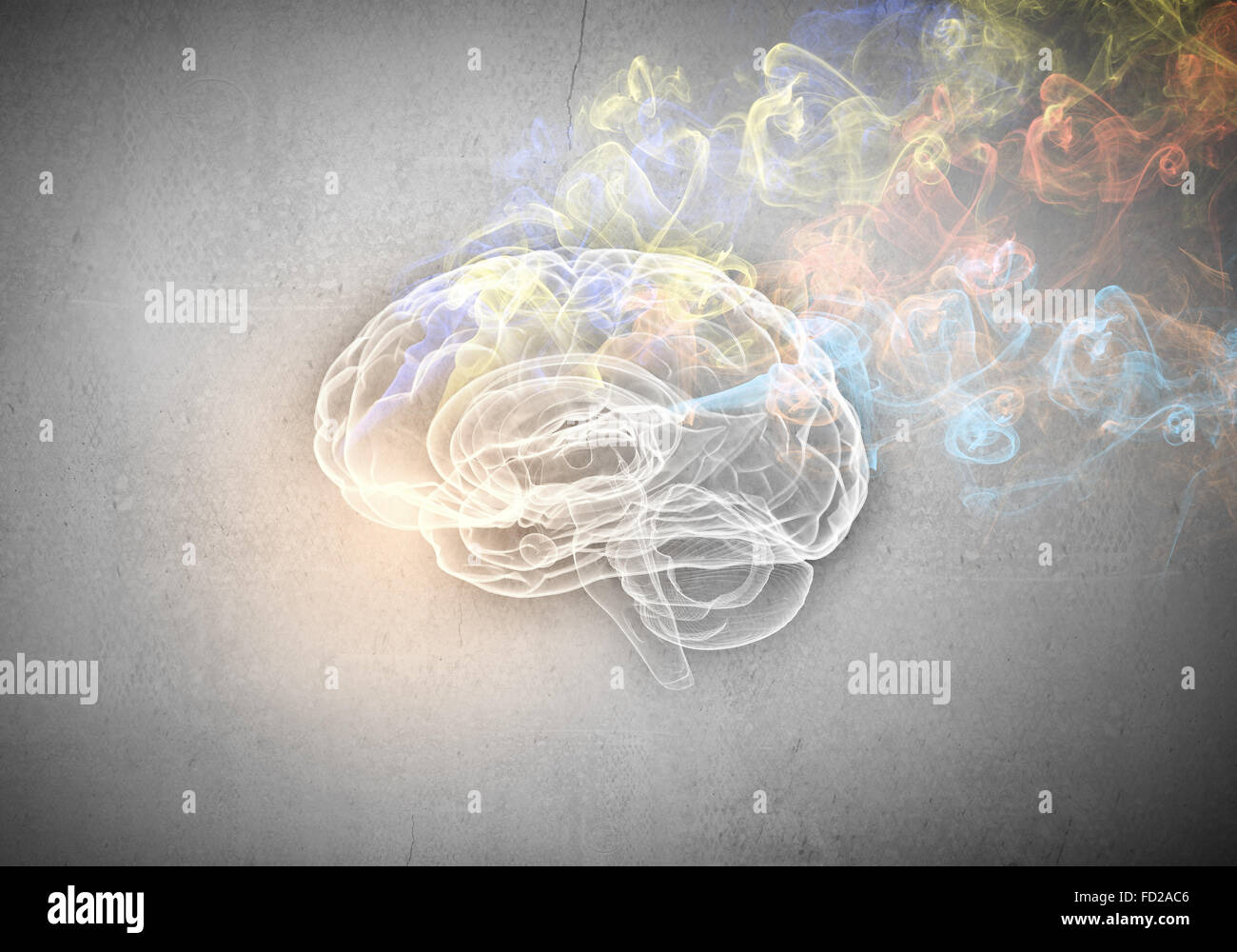 Conceptual image of human brain in smoke Stock Photo - Alamy