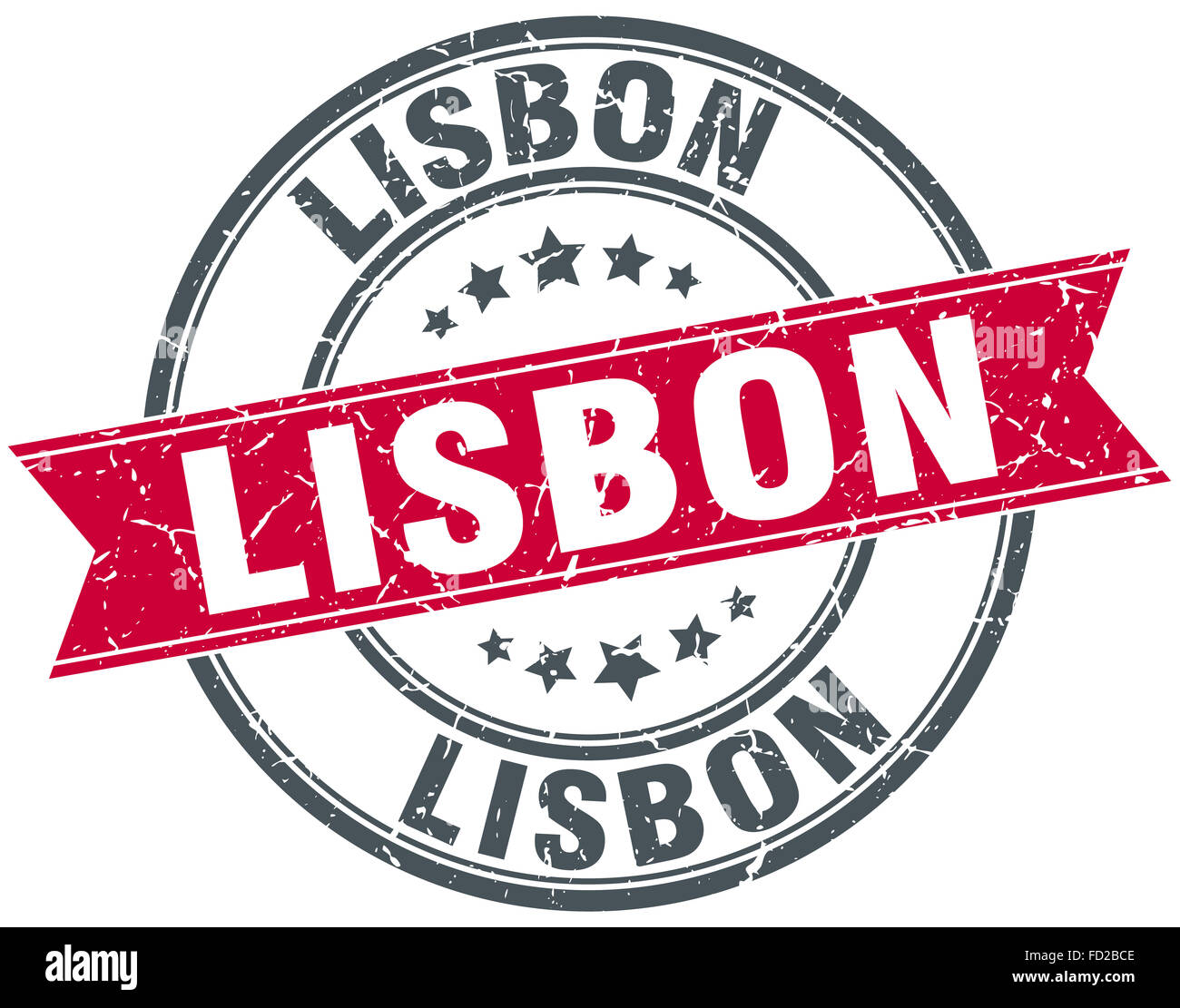 Lisbon red round grunge vintage ribbon stamp Stock Photo - Alamy
