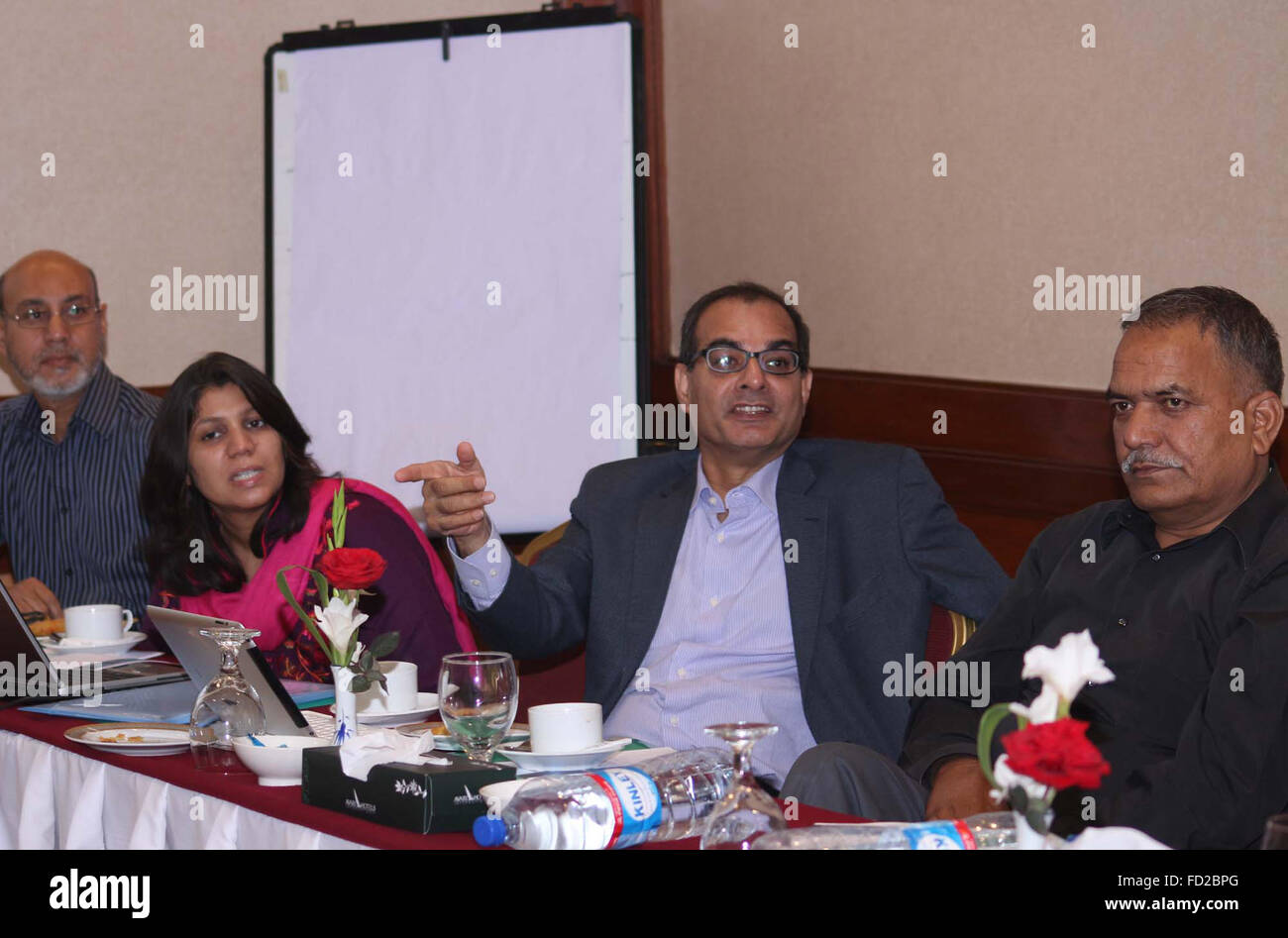 Owais Aslam Ali, Chairman of Pakistan Press Foundation presiding ...