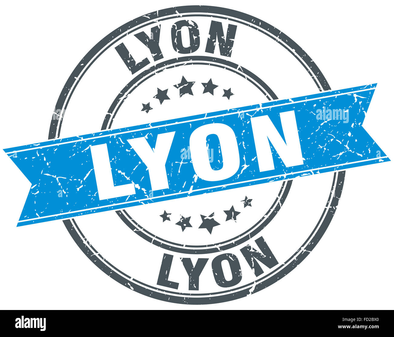 Lyon blue round grunge vintage ribbon stamp Stock Photo - Alamy