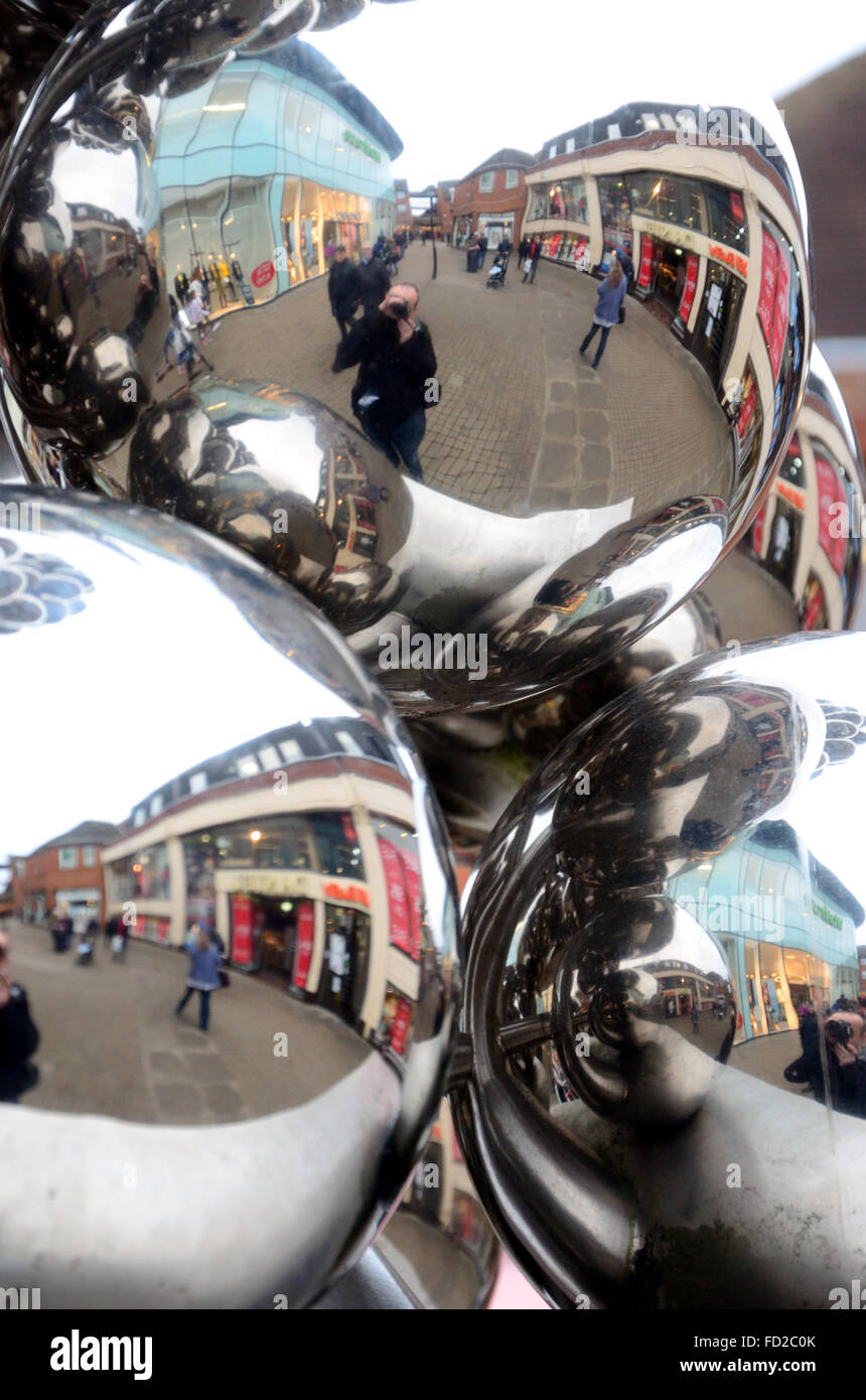 Closeup of shiny spheres which are part of a monument in Windsor to ...