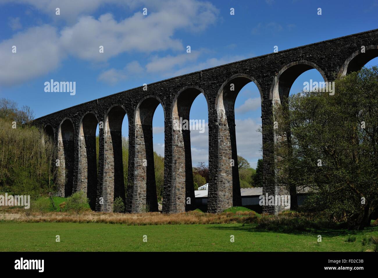 Cynghordy railway viaduct, Central / Heart of Wales line. Built on a ...