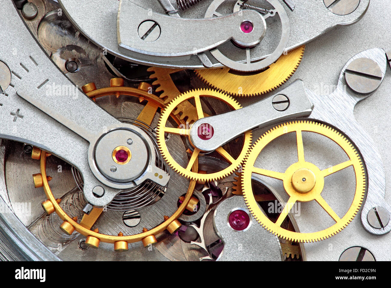 Closeup of metal clock works Stock Photo - Alamy