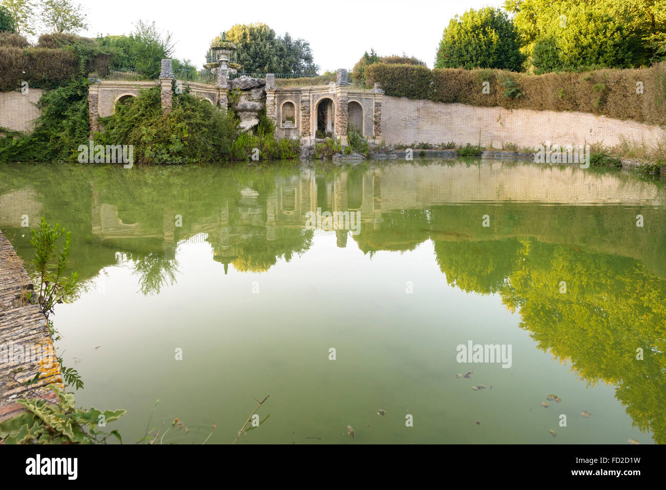 little lake with ancient ruins in a park in Rome, Italy Stock Photo - Alamy