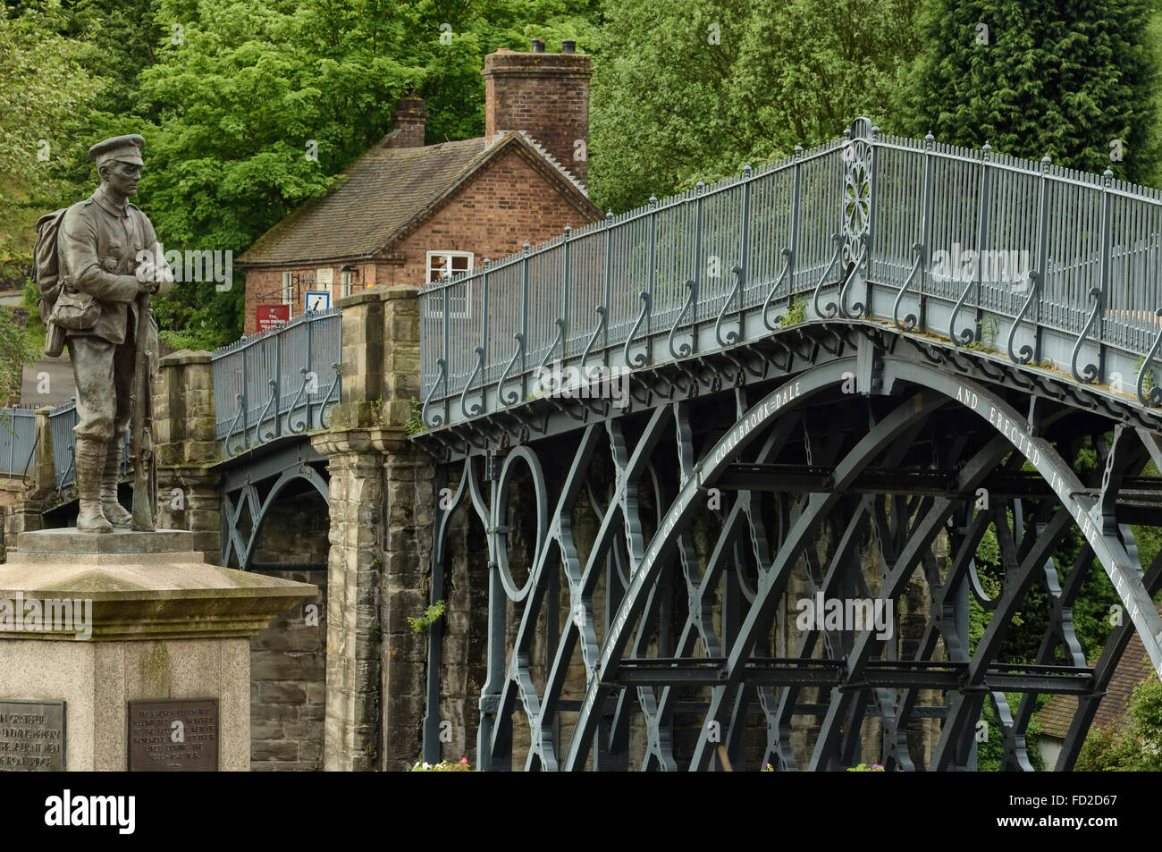 Abraham Darby's Iron Bridge, the first cast iron bridge, crossing the ...