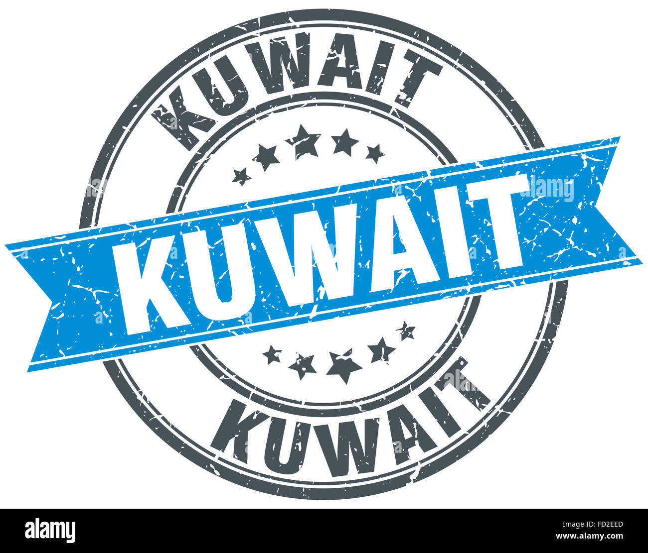 Kuwait blue round grunge vintage ribbon stamp Stock Photo - Alamy