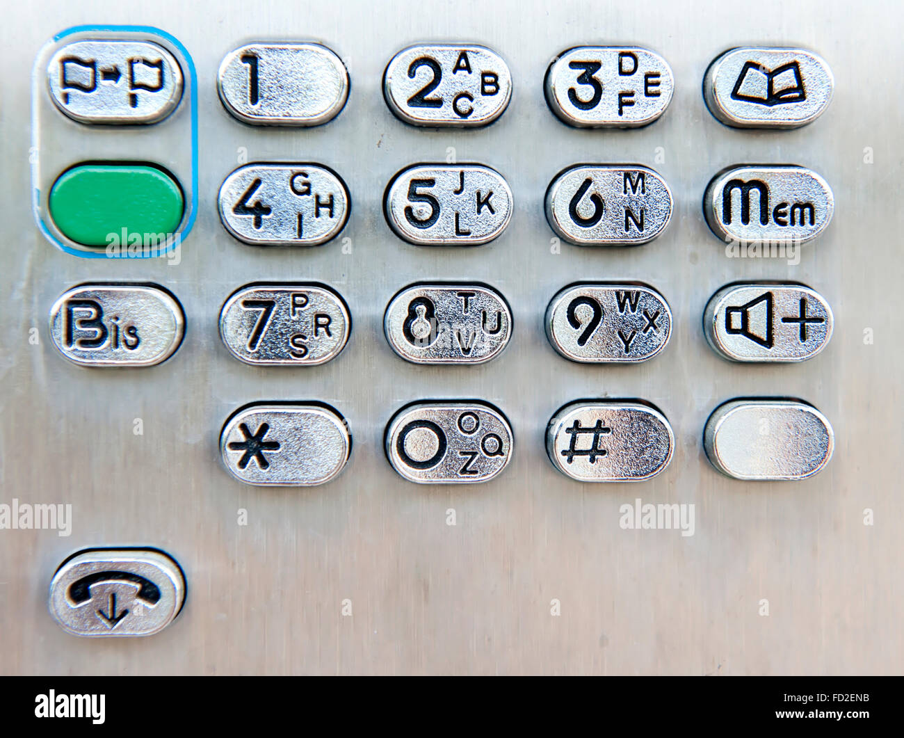 Buttons at a telephone at a phone booth in France Stock Photo - Alamy