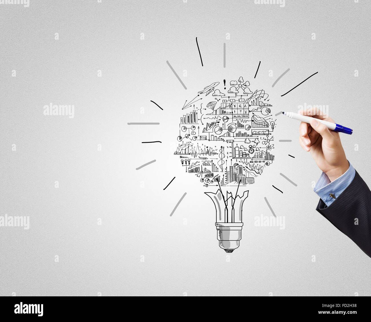 Close up of businessman hand drawing business strategy sketches Stock ...