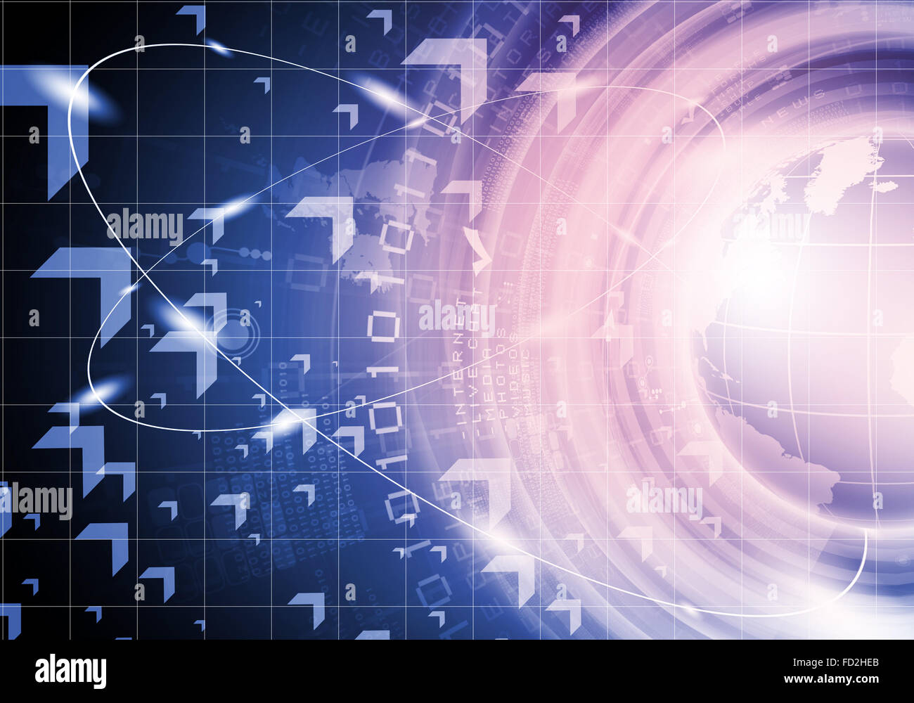 Blue digital background image with globe and map Stock Photo - Alamy