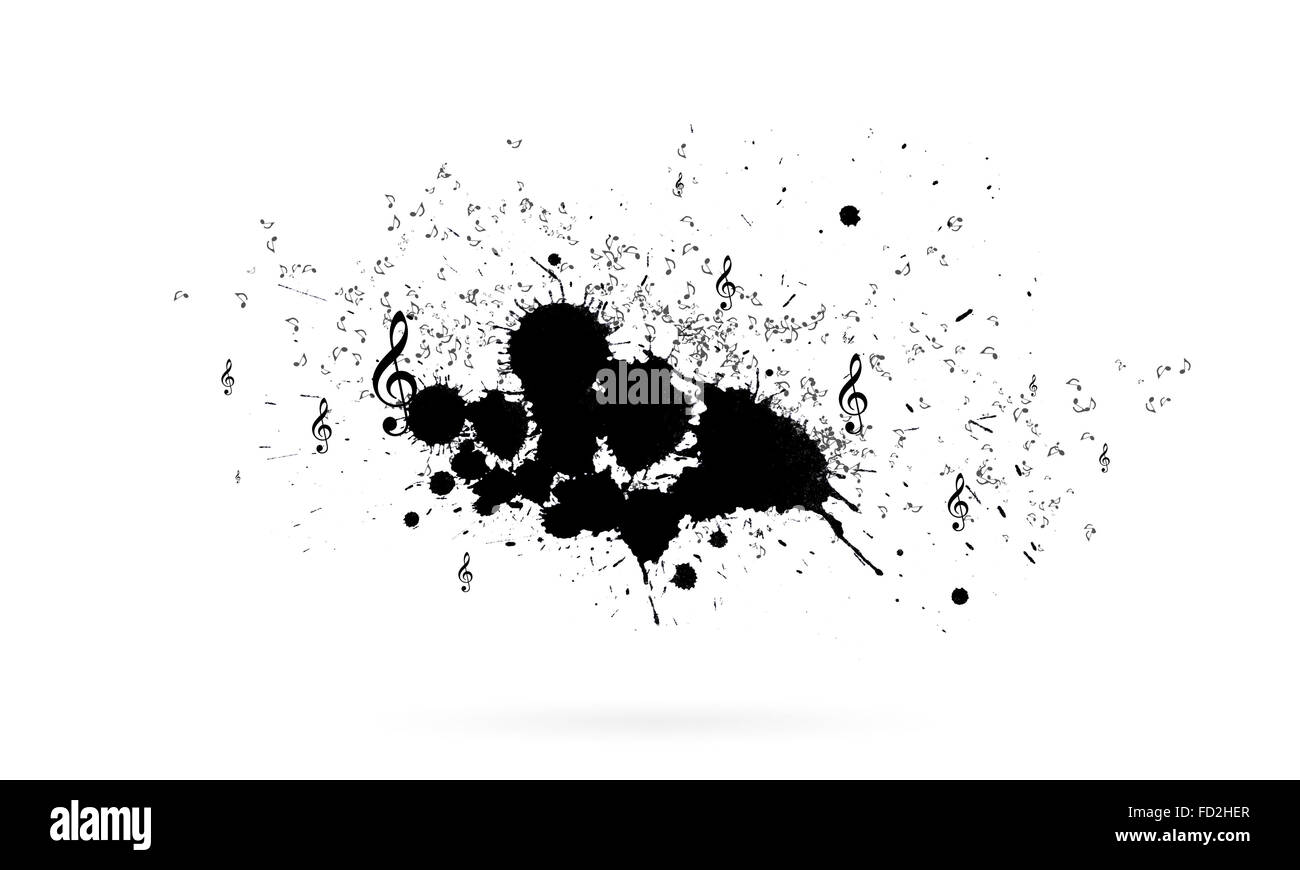 Conceptual image with black music signs on white backdrop Stock Photo ...