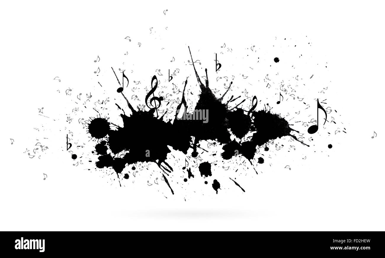 Conceptual image with black music signs on white backdrop Stock Photo ...