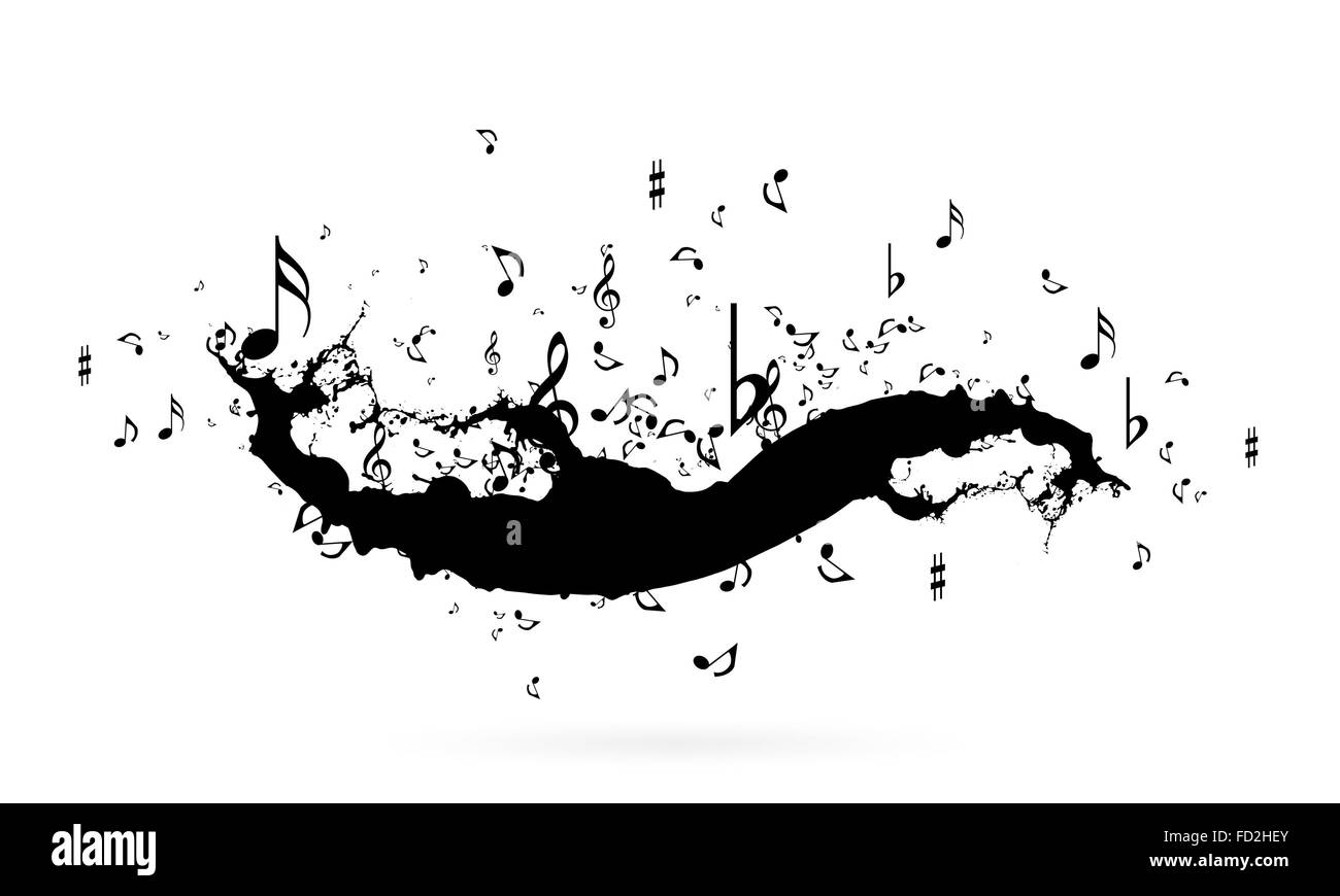 Conceptual image with black music signs on white backdrop Stock Photo ...