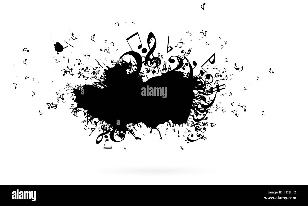 Conceptual image with black music signs on white backdrop Stock Photo ...
