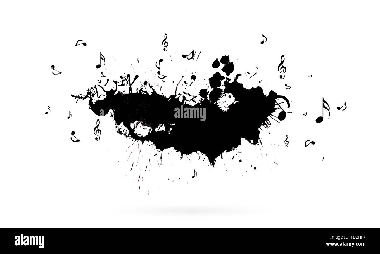 Conceptual image with black music signs on white backdrop Stock Photo ...