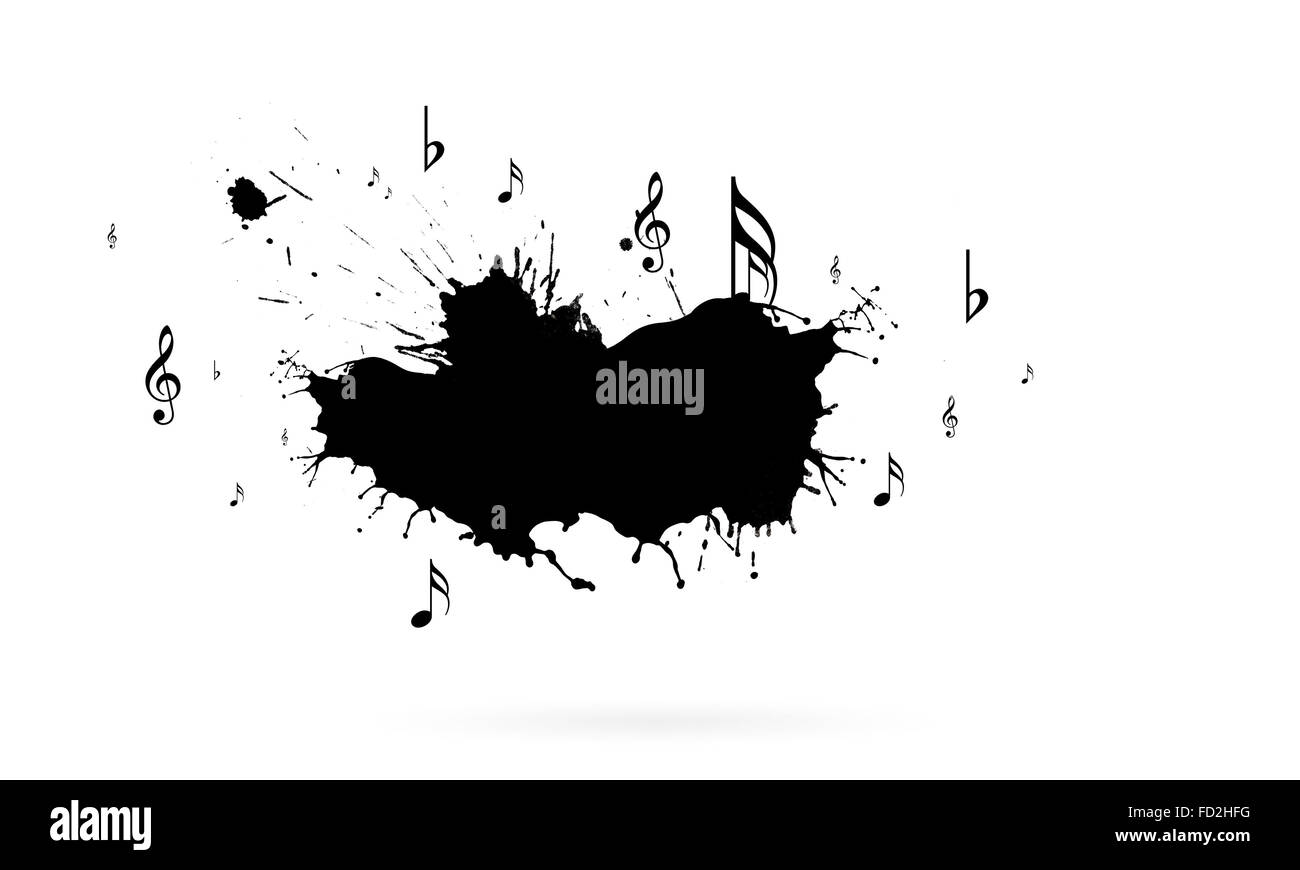 Conceptual image with black music signs on white backdrop Stock Photo ...