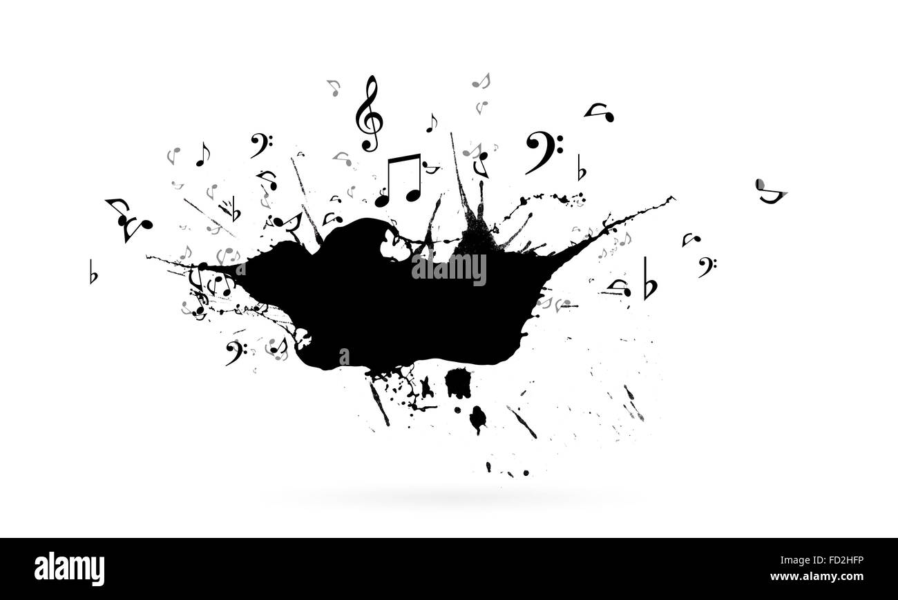 Conceptual image with black music signs on white backdrop Stock Photo ...