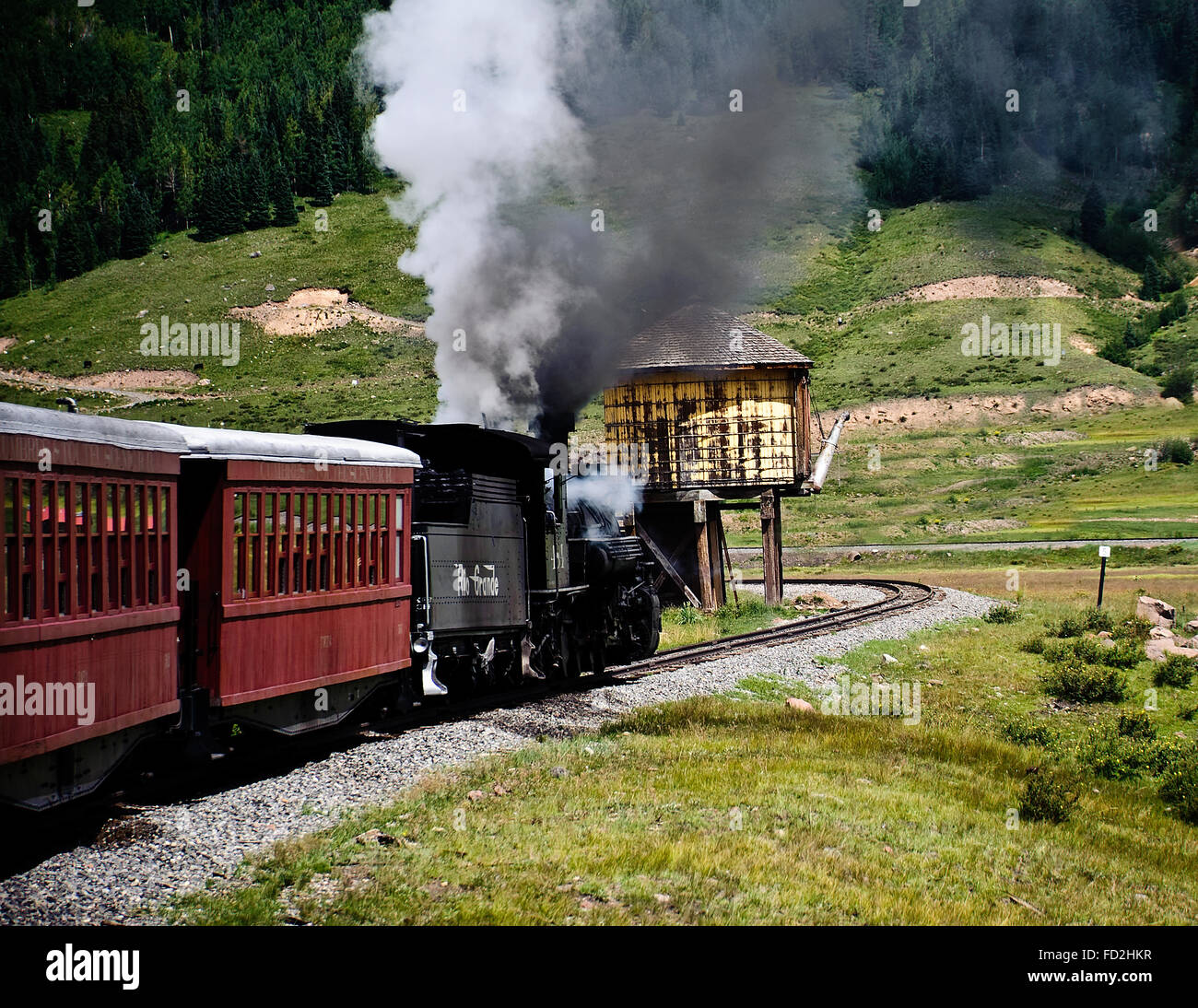 Cumbres and Toltec scenic railroad, approaching a water stop while ...
