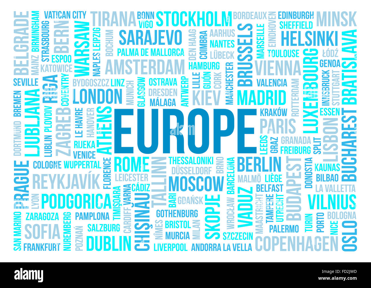 Europe countries and capitals map Cut Out Stock Images & Pictures - Alamy