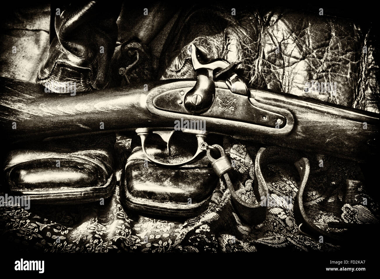 Civil War boots and rifle Stock Photo - Alamy